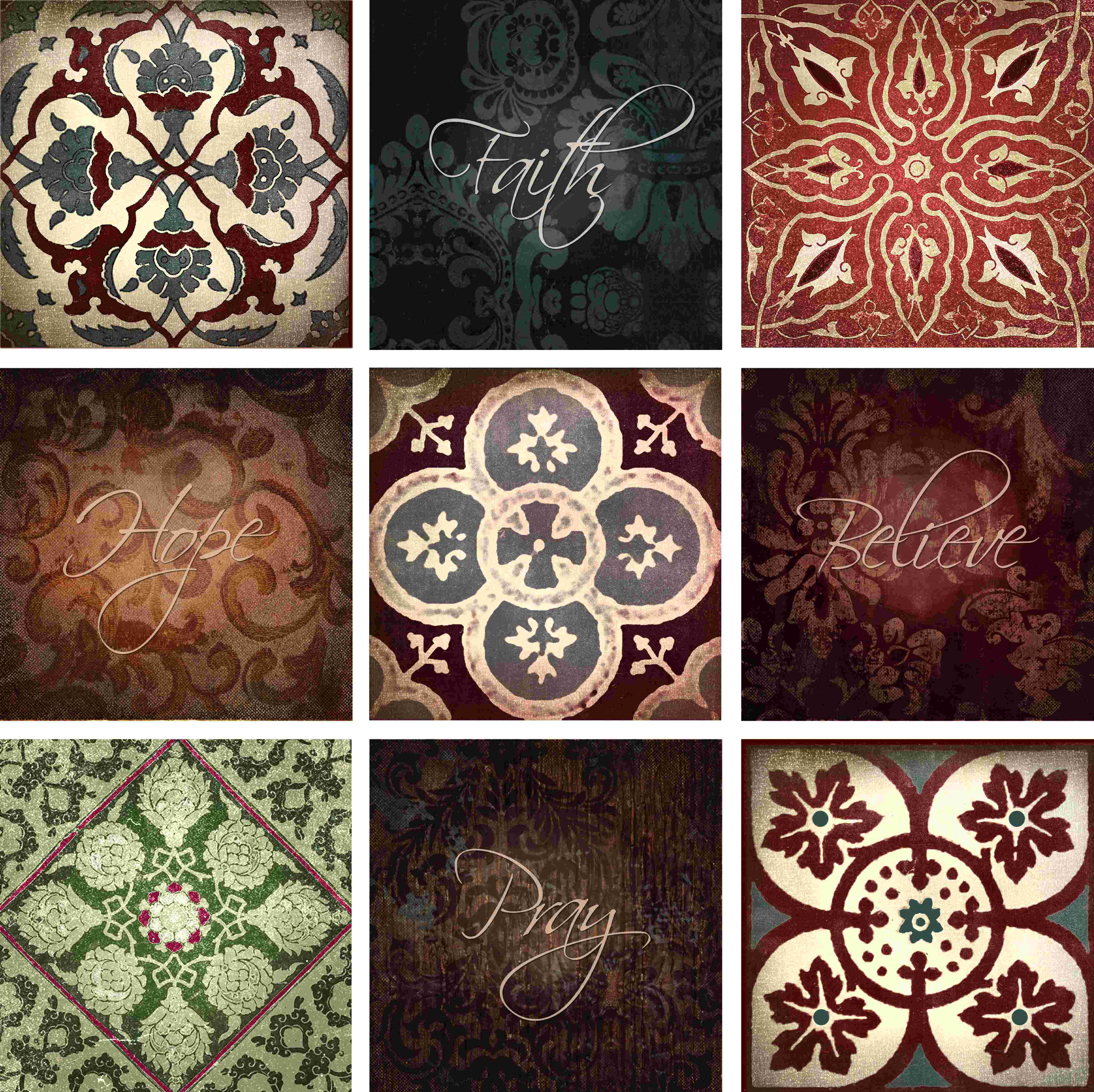 Bungalow Rose Inspirational Tile Pattern Square 2 - Wrapped Canvas Painting | Wayfair